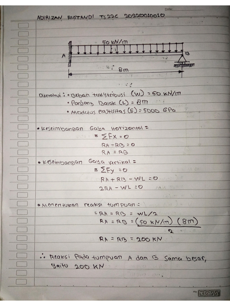 Sesi 9 Statika Tak Tentu Adirizan Rustandi TS22C | PDF