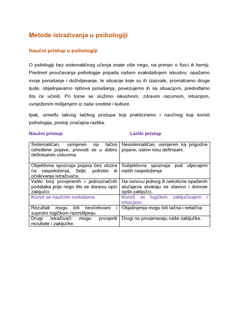 Metode Istraživanja U Psihologiji | PDF