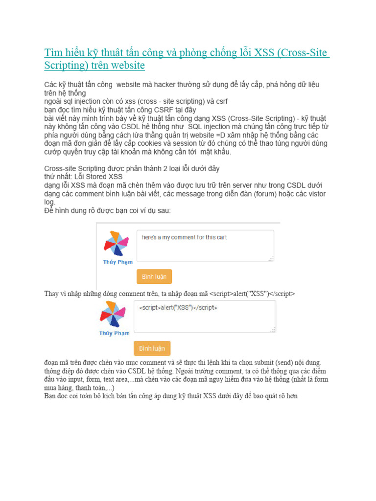 kỹ thuật tấn công và phòng chống lỗi XSS | PDF