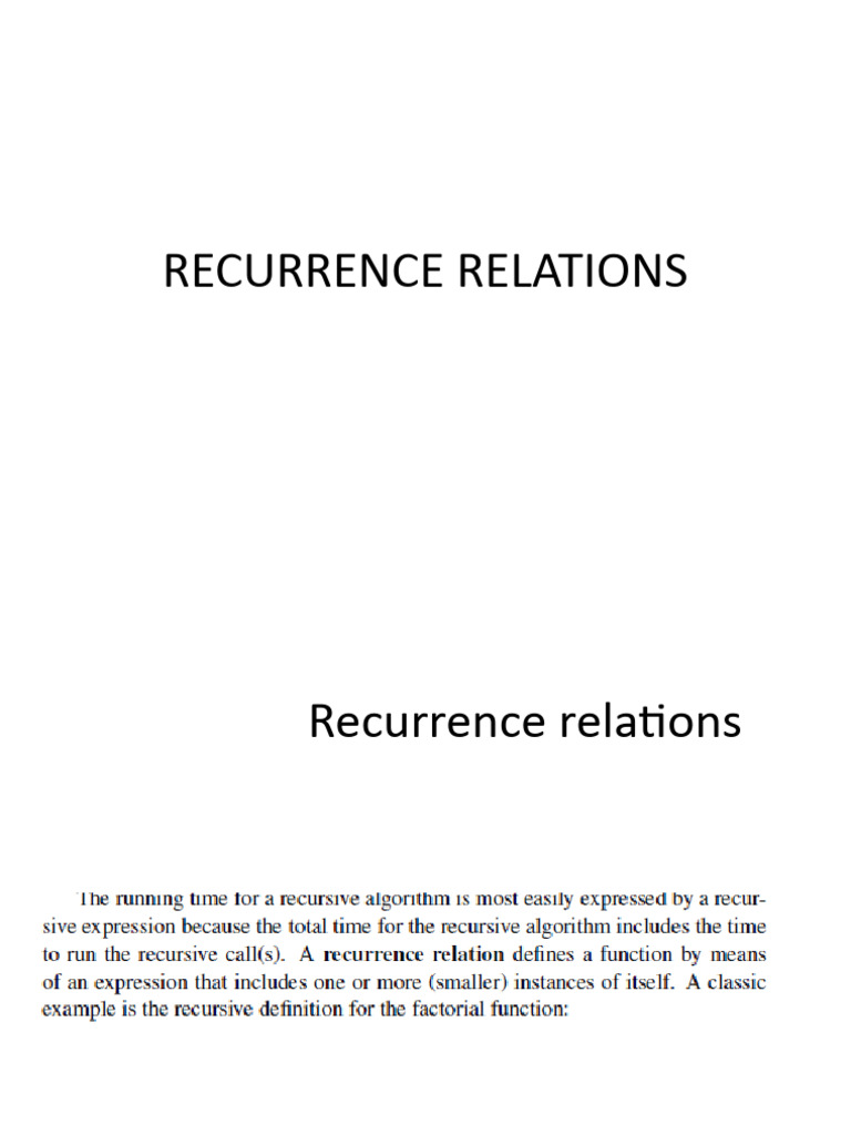 Online Class 9-Recurrence | Download Free PDF | Recurrence Relation | Mathematics