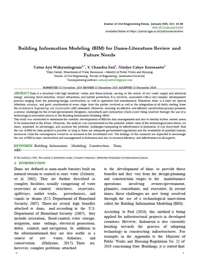 Building Information Modeling (BIM) For Dams-Literature Review and Future Needs | Download Free ...