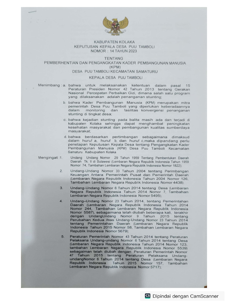 SK KPM Desa Puu Tamboli 2023 | PDF