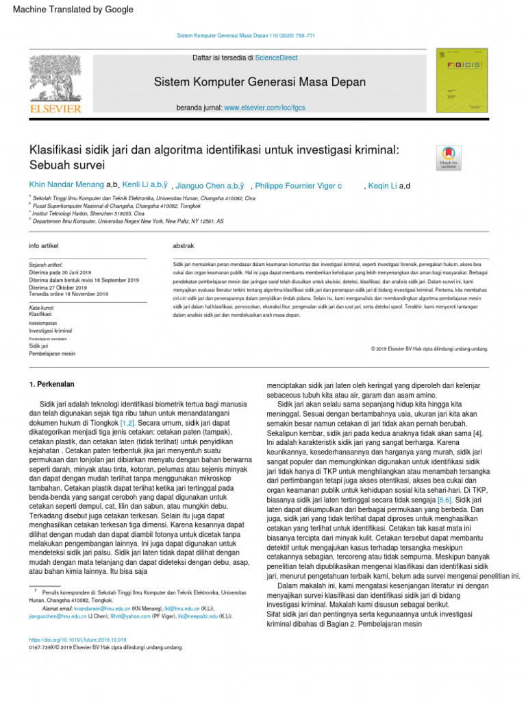 Terjemahan - Fingerprint Classification and Identification Algorithms For Criminal Investigation ...