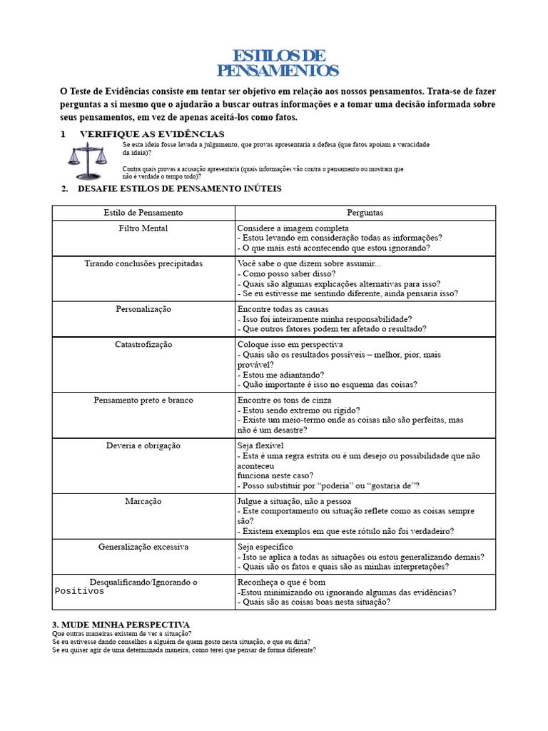 Ficha para Pensamentos Inuteis | PDF | Pensamento | Emoções Ficha para Pensamentos Inuteis | PDF | Pensamento | Emoções