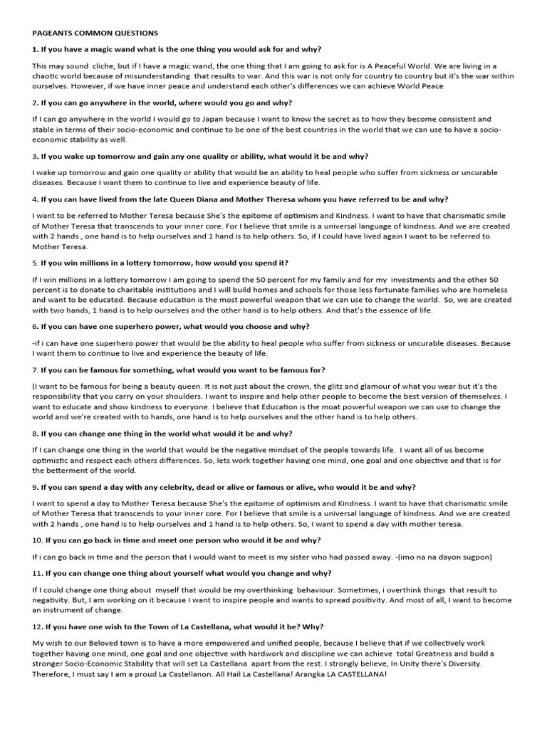 Pageants Common Questions 1 | PDF | Gift | God