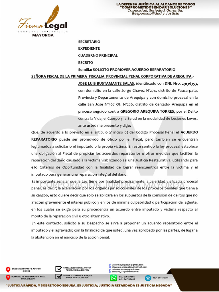 Modelo de Escrito Del Agraviado Solicitando Al Fiscal Promover Un ... Modelo de Escrito Del Agraviado Solicitando Al Fiscal Promover Un ...