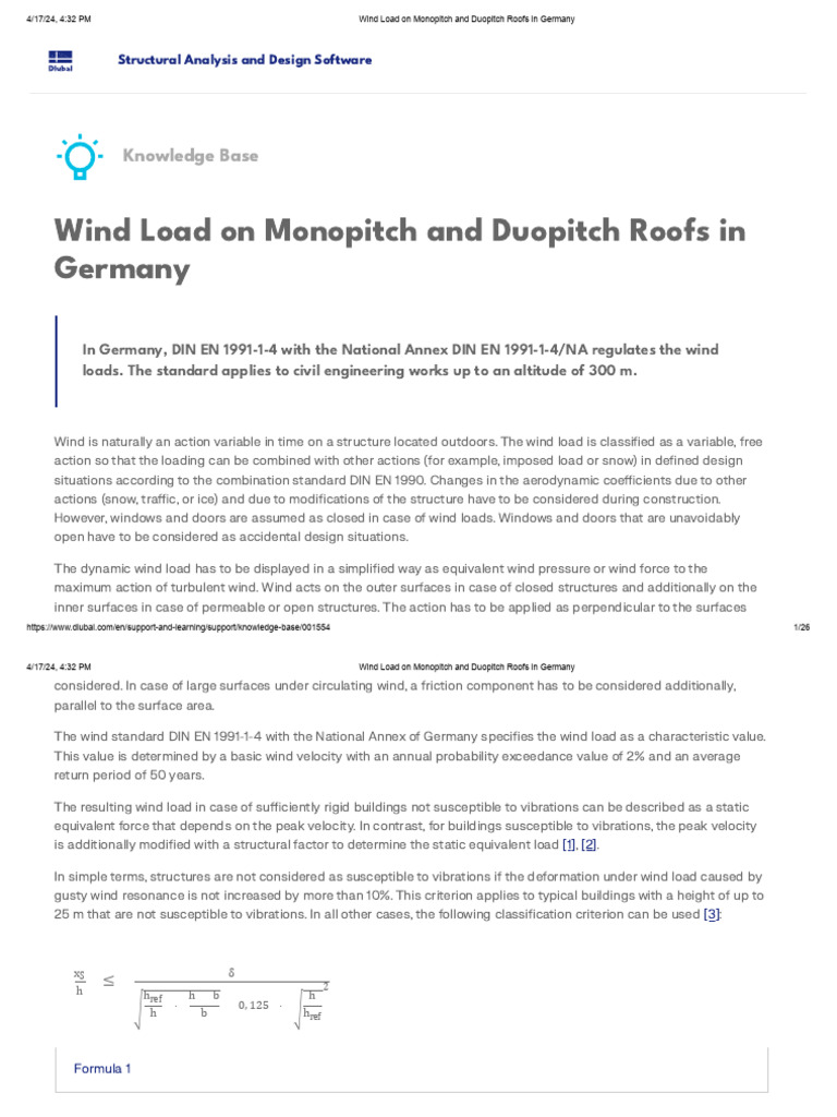 Wind Load On Monopitch and Duopitch Roofs in Germany: Knowledge Base ...