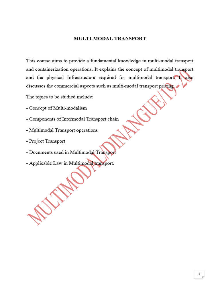 MULTIMODAL Notes | Download Free PDF | Containerization | Supply Chain ...