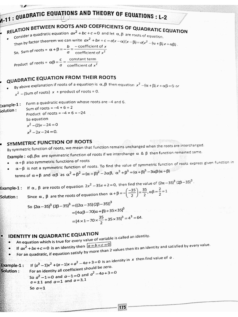 Quadratic Equations ( Lecture 2) | PDF