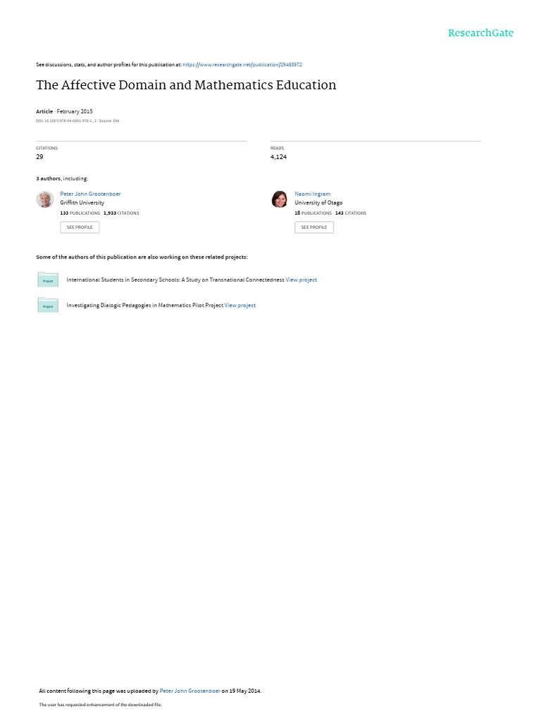 The Affective Domain and Mathematics Education | PDF | Affect ...