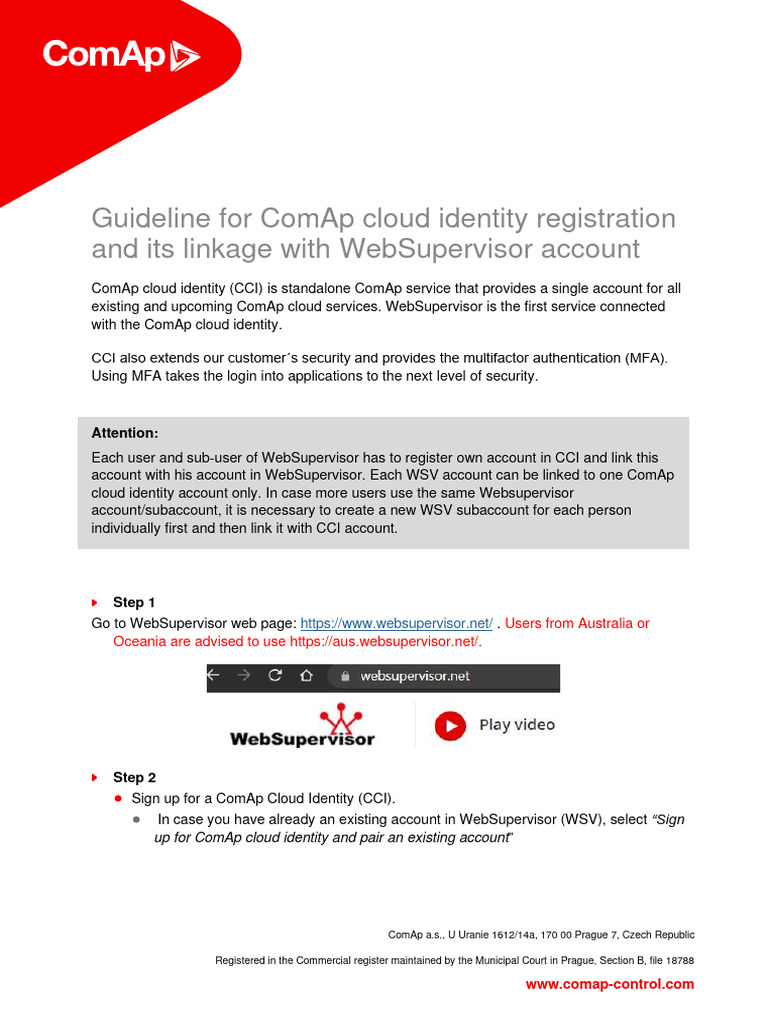 ComAp Cloud Identity Setup Guide | PDF | Login | Cyberspace