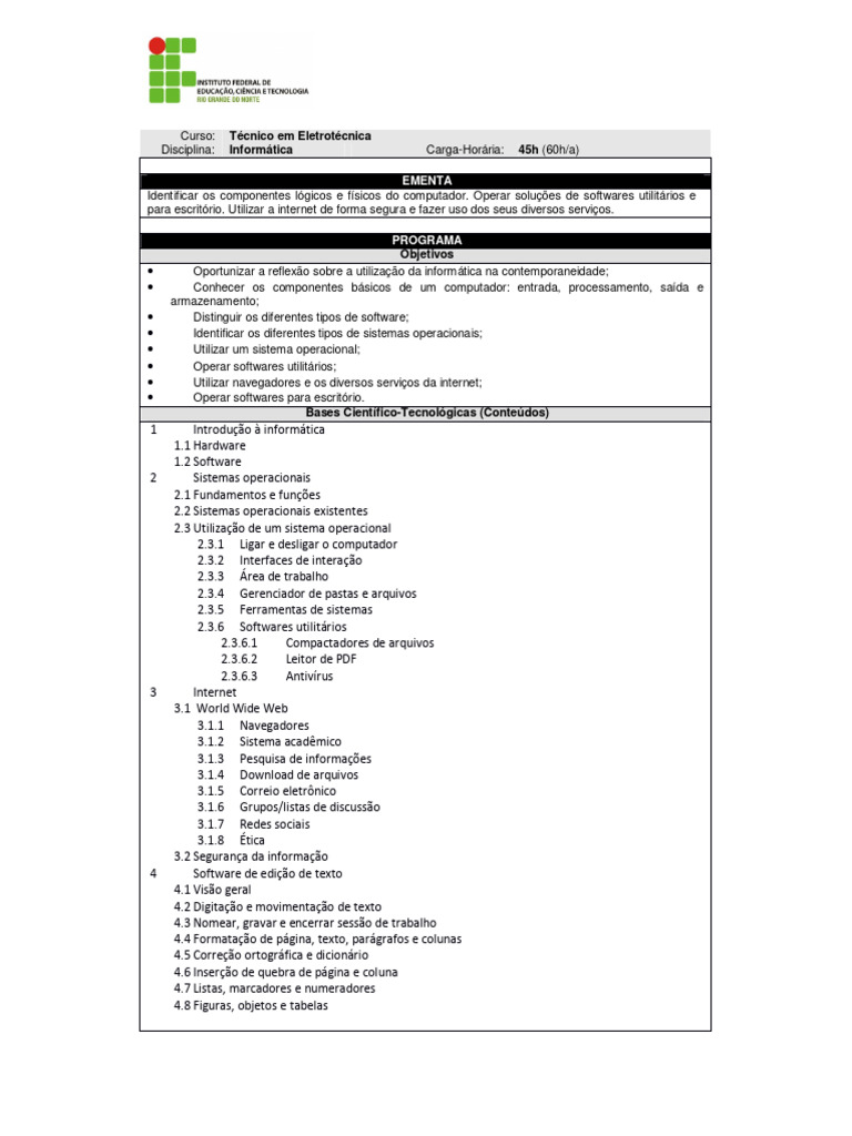 Microsoft Word - Informatica | PDF | Sistema operacional | Programas