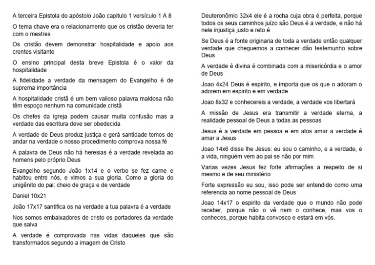 A Terceira Epistola Do Apóstolo João Capitulo 1 Versículo 1 A 8 | PDF | Jesus | Evangelho de João