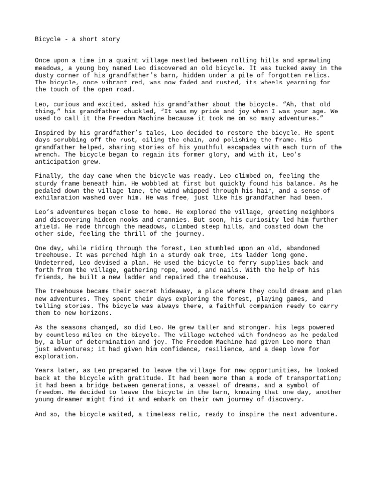 Bicycle - A Short Story | PDF