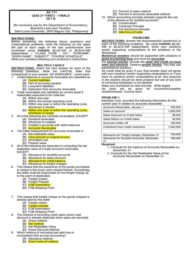 Suggested Answer Finals Summative Assessment 1 | PDF | Debits And ...