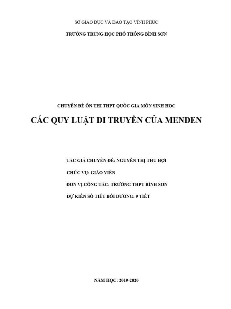 Các QLDT C A Menđen - B.sơn | PDF