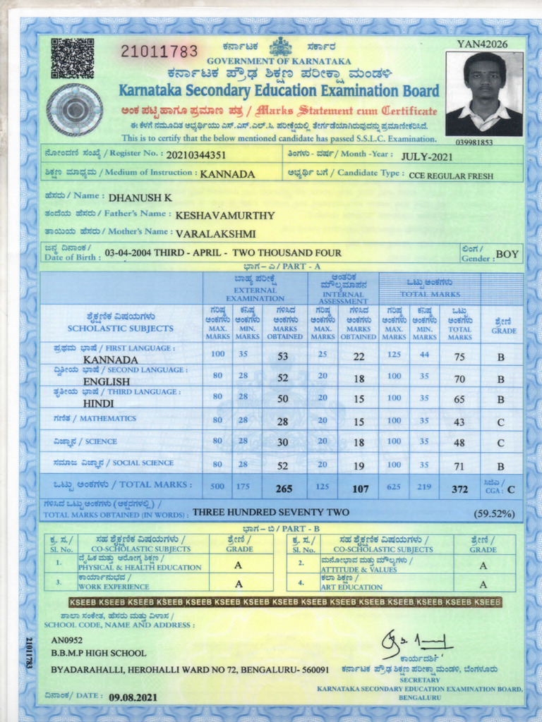 Dhanush SSLC | PDF