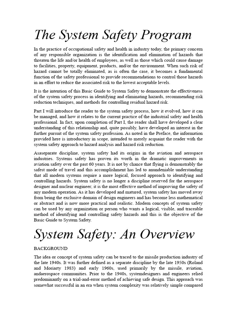 The System Safety Program | PDF | Risk | Causality