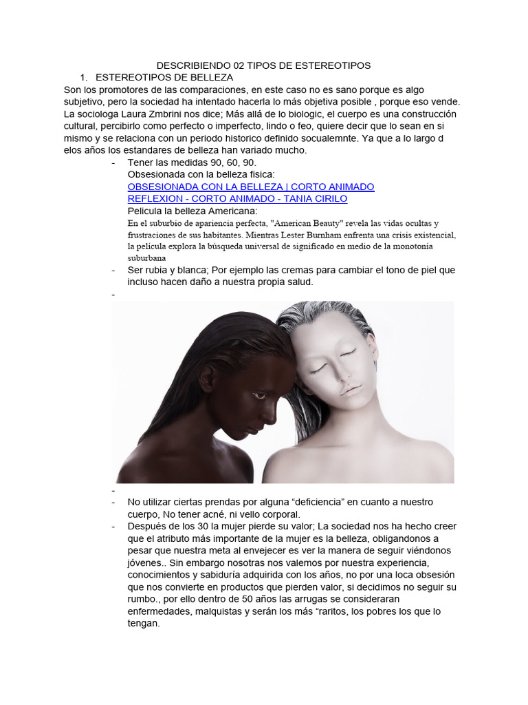 Estereotipo de Belleza | PDF | Belleza | Estereotipos