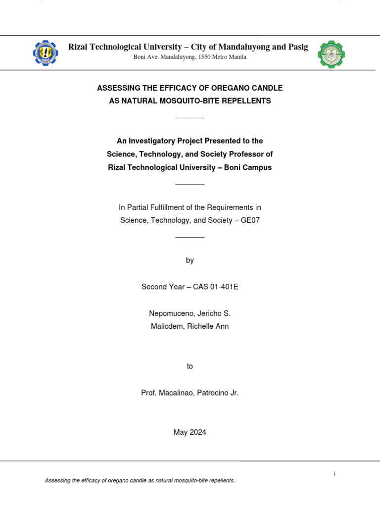 Malicdem Nepomuceno Investigatory Project Proposal | PDF | Candle