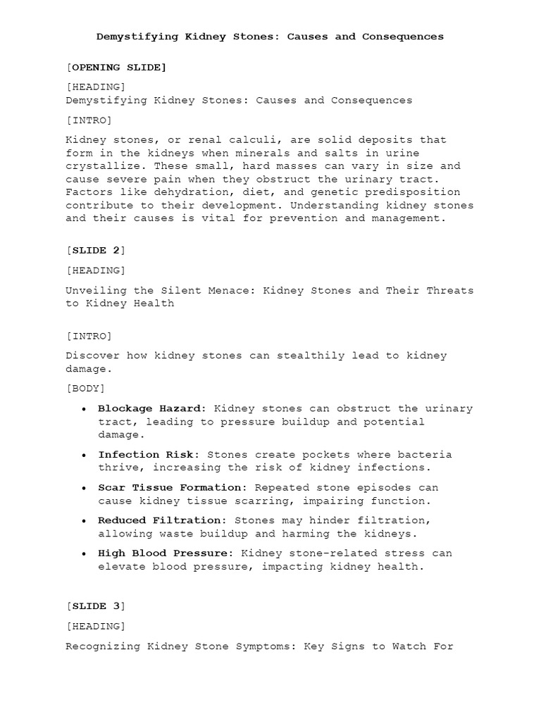 Demystifying Kidney Stones- Causes and Consequences | PDF | Kidney ... Demystifying Kidney Stones- Causes and Consequences | PDF | Kidney ...