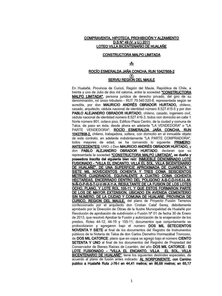 Rocío Esmeralda Jaña Concha, Run 10427858-2. LT 30 MZ 3 Bicent | PDF ...