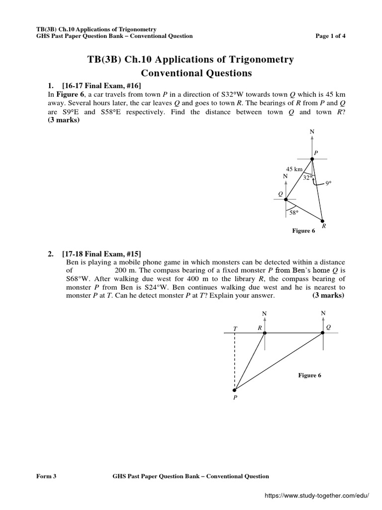 Good Hope School 16 21 3B Ch.10 Applications of Trigonometry CQ | PDF