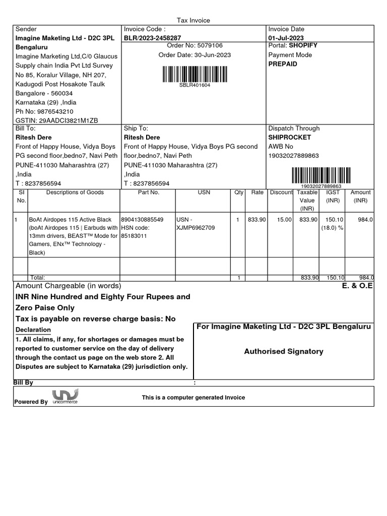 Invoice | PDF | Taxation | Economies