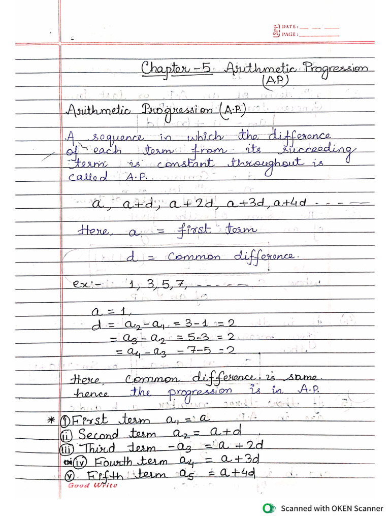 10 - Maths - Ex-5.1 - Arithmetic Progressions | PDF