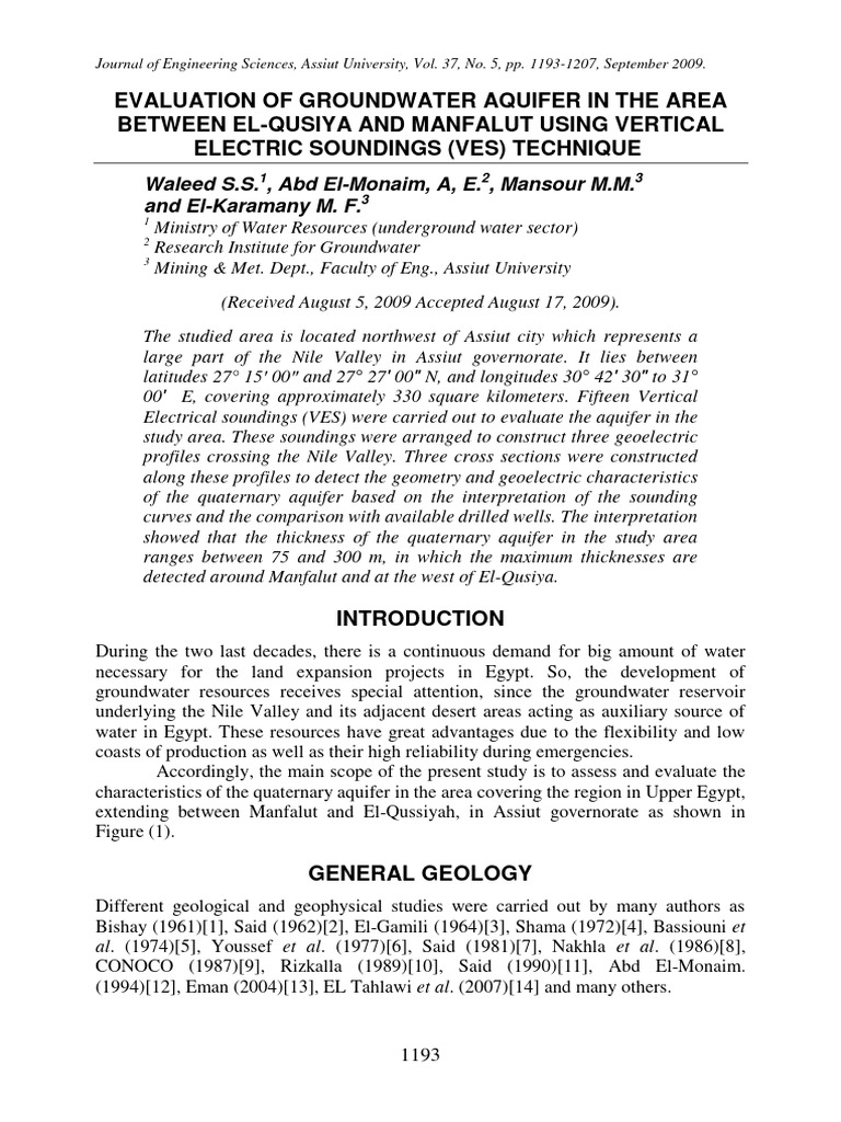 Groundwater Aquifer Evaluation in Assiut | PDF | Aquifer | Groundwater