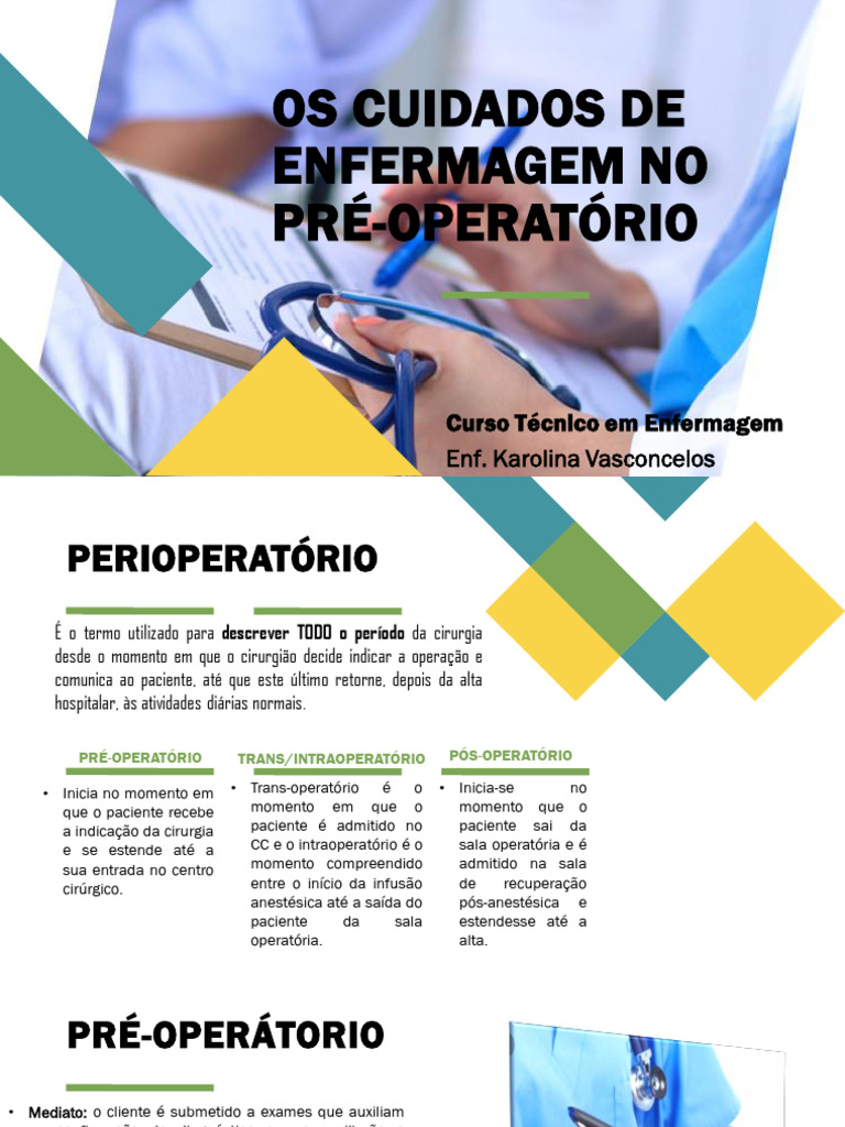 Aula 3 - OS CUIDADOS DE ENFERMAGEM NO PRÉ-OPERATÓRIO | PDF | Infecção ...