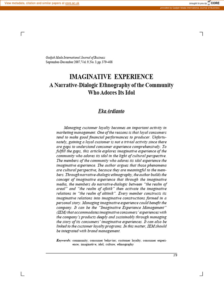 Imaginative Experience: A Narrative-Dialogic Ethnography of The Community Who Adores Its Idol ...