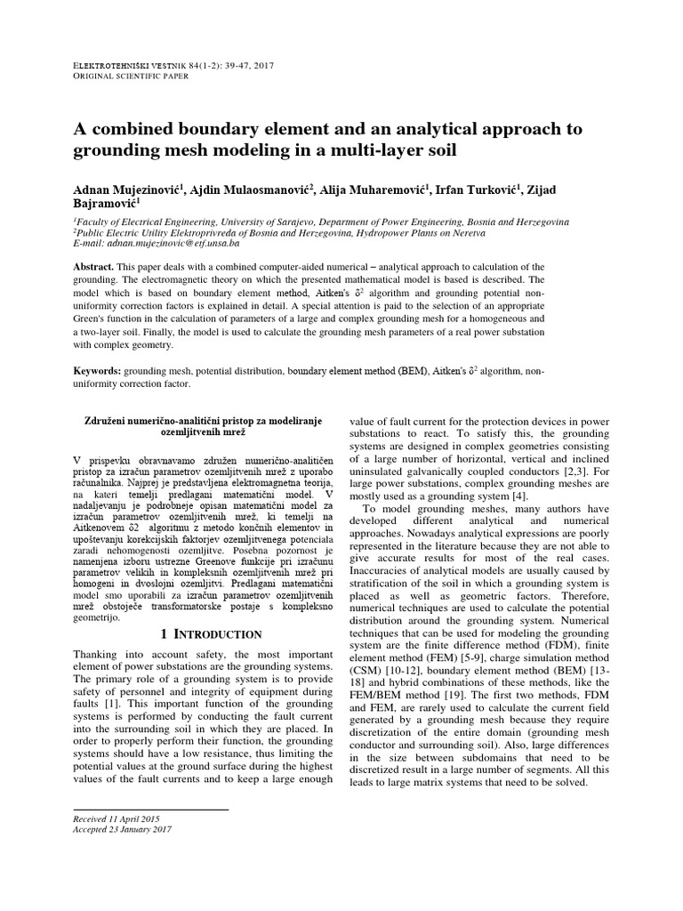 MULTILAYER Soil - Grounding Mesh Modeling - Boundary Elements + Analytical Aproach | PDF ...