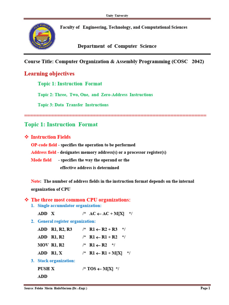 Feleke 8086 3-2-1-0-Instructions 2023 | PDF | Assembly Language | Computer Hardware