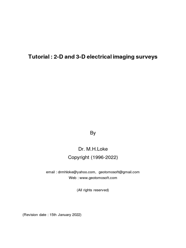 Tutorial - 2-D and 3-D Electrical Imaging Surveys | PDF | Electrical Resistivity And ...