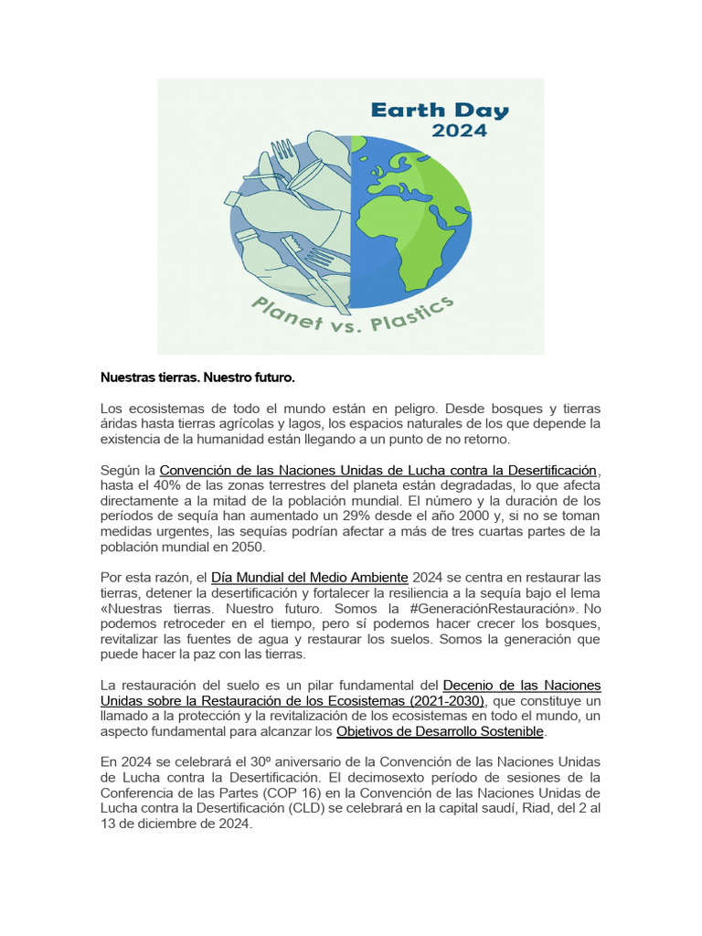 Restauración de Tierras: Futuro Sostenible | PDF | Entorno natural | Programa del Medio Ambiente ...