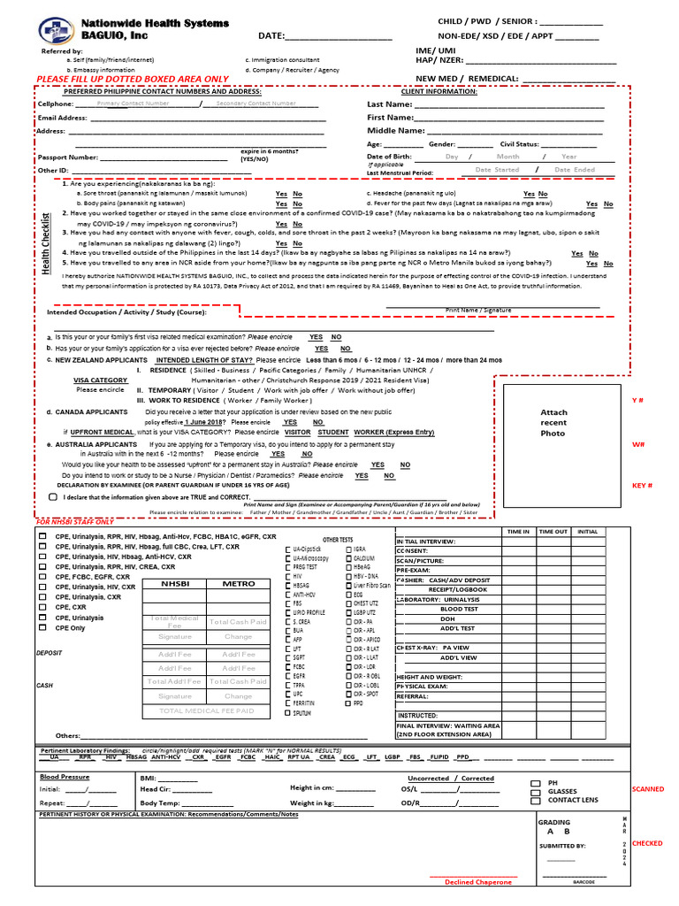 Nhsbi Form | PDF | Medicine | Medical Specialties