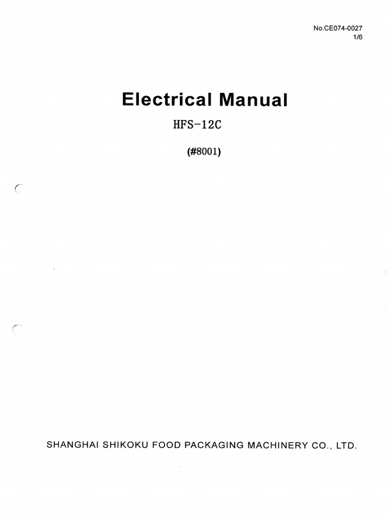 Hfs 12c (8001) Electrical Manual Ce074 0027 | PDF