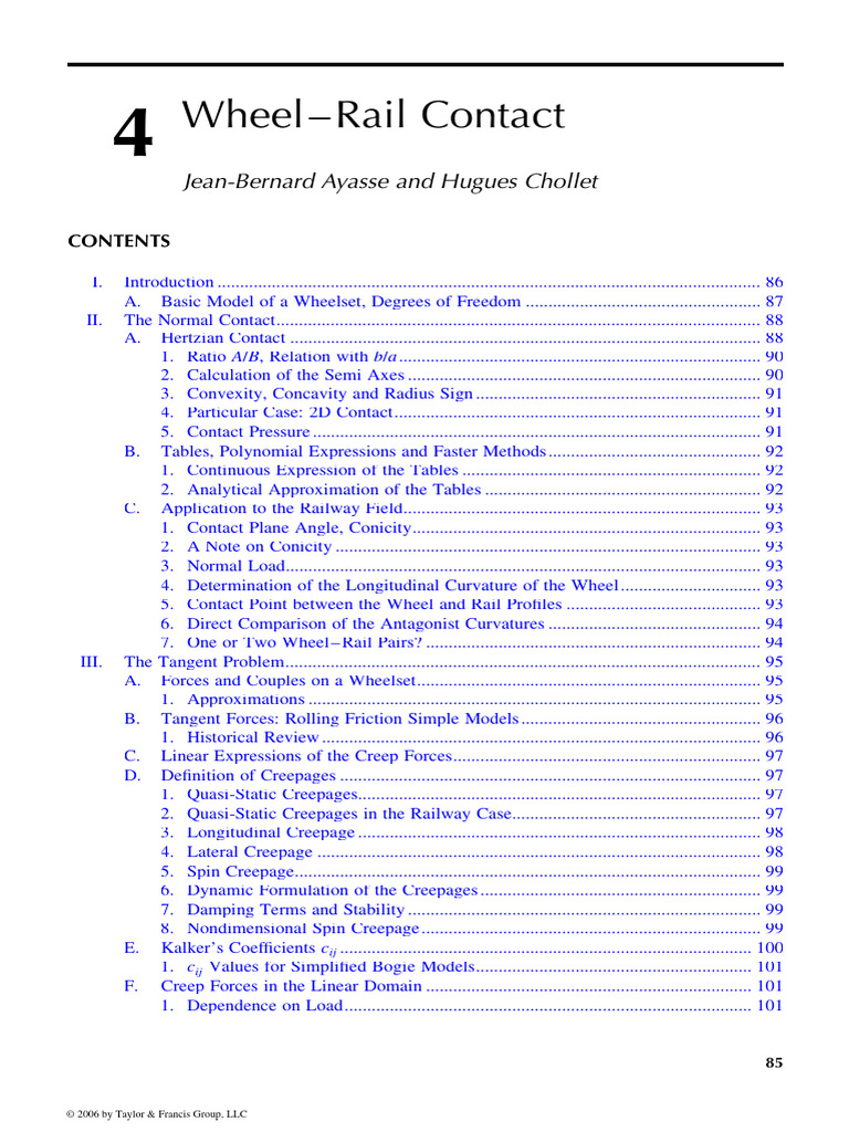 Handbook of Railway Vehicle Dynamics - Wheel Rail Contact | PDF | Force ...