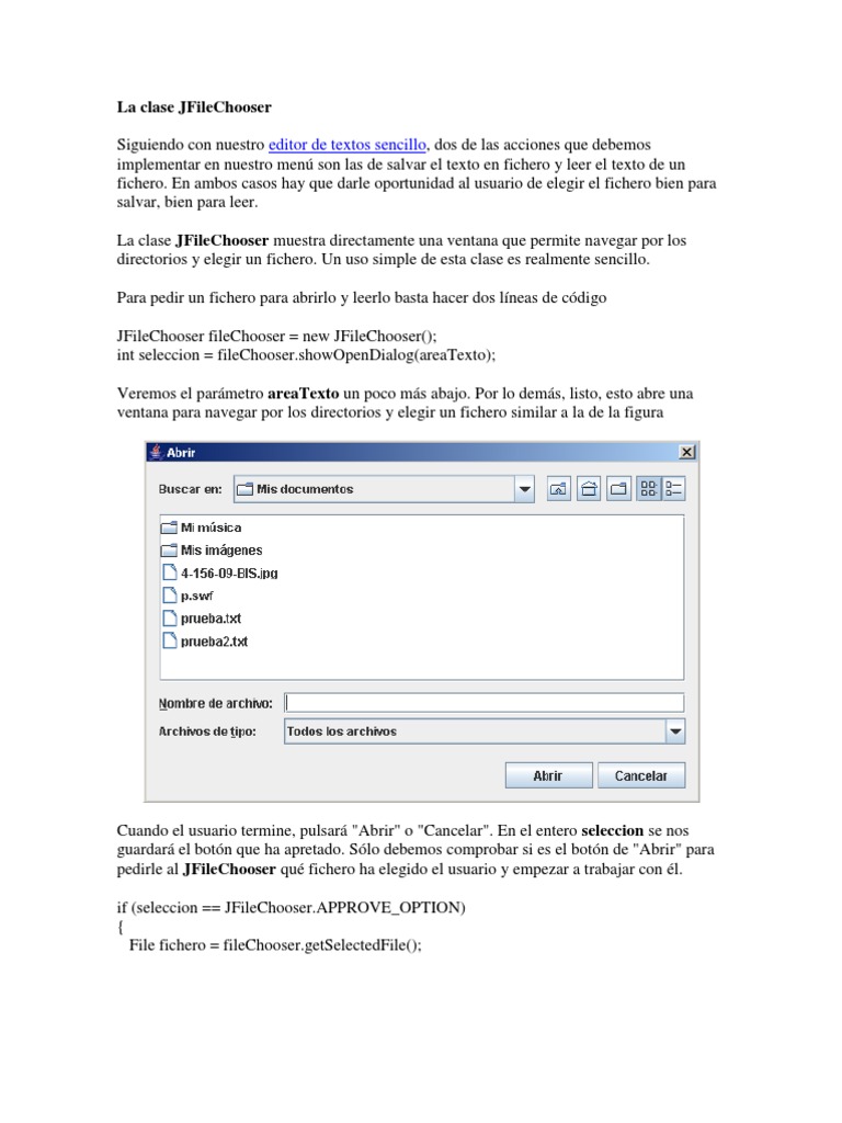 Uso de JFileChooser en Java | PDF | Archivo de computadora | Ventana ...