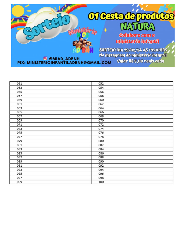Sorteio Minist Infantil-2 | PDF