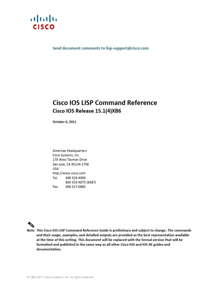 LISP Command Reference 1514xb6-Only | PDF | Router (Computing) | I Pv6