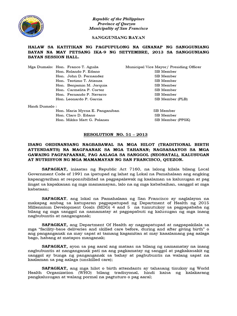 Hilot Ordinance | PDF