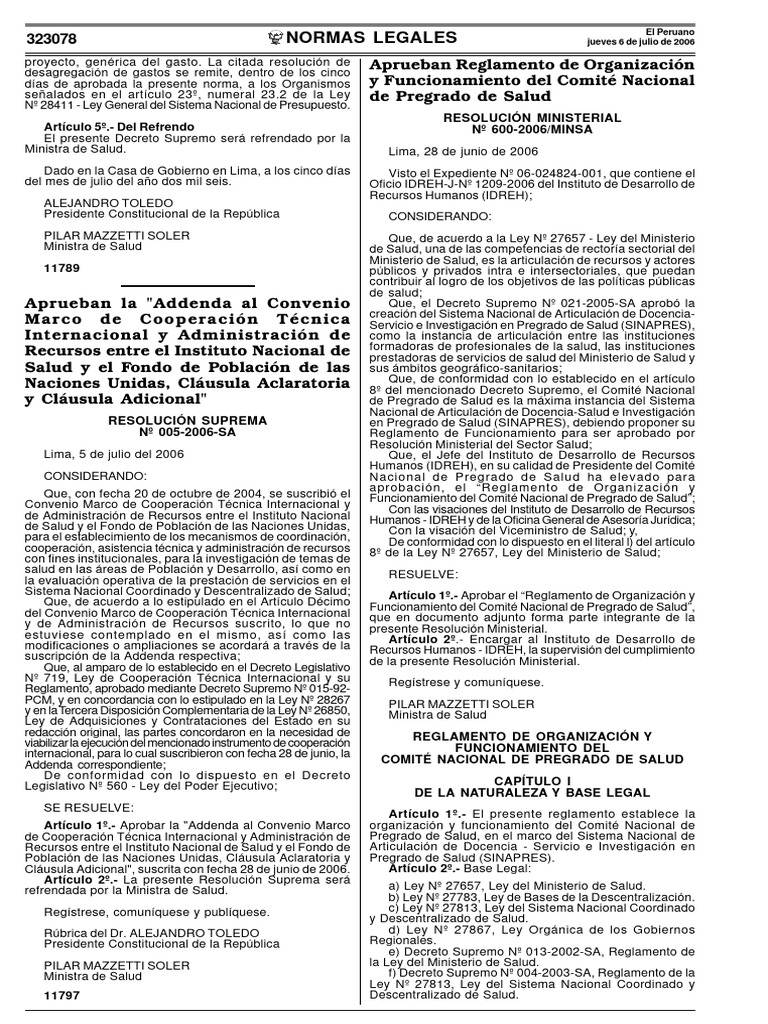 RM #600-2006 MINSA Reglamento CONAPRES | PDF | Evaluación | Medicina