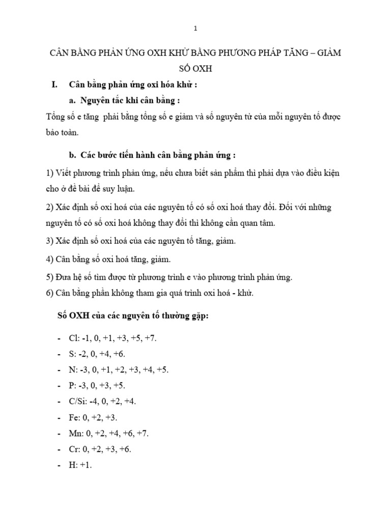 Cân Bằng Phương Trình OXH-khử | PDF