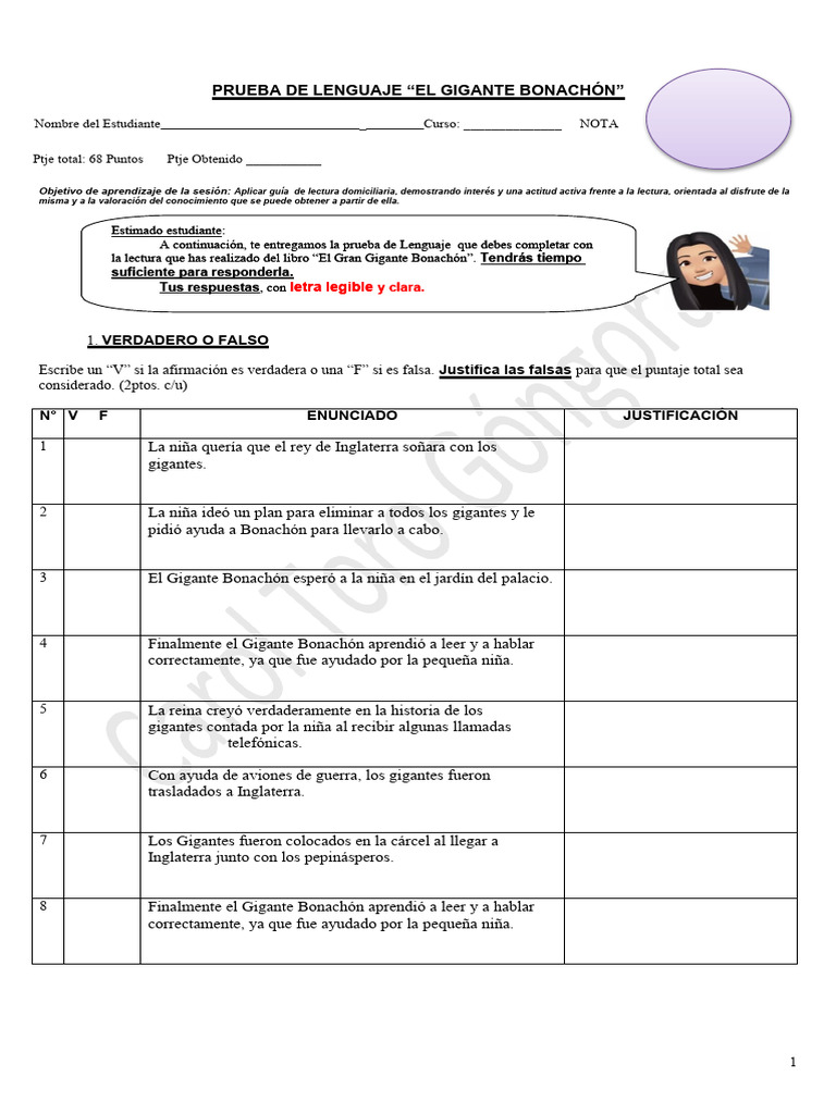 Prueba Gigante Bonachón | PDF