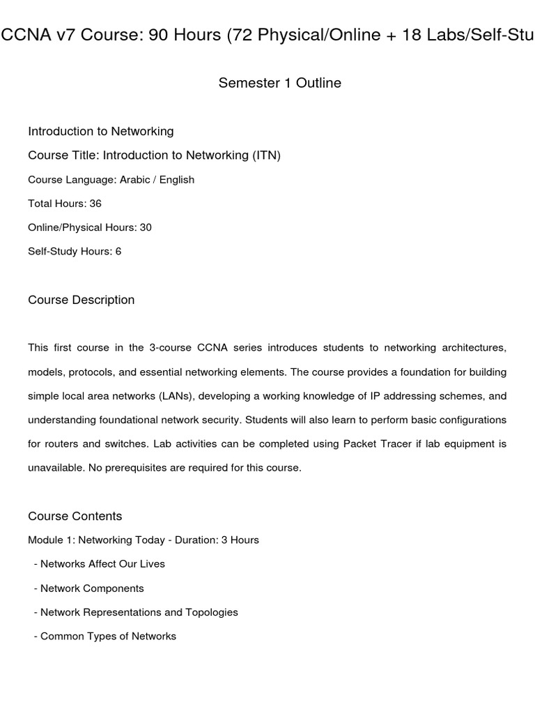 CCNA v7 Semester 1 Outline | PDF | Art | Computers