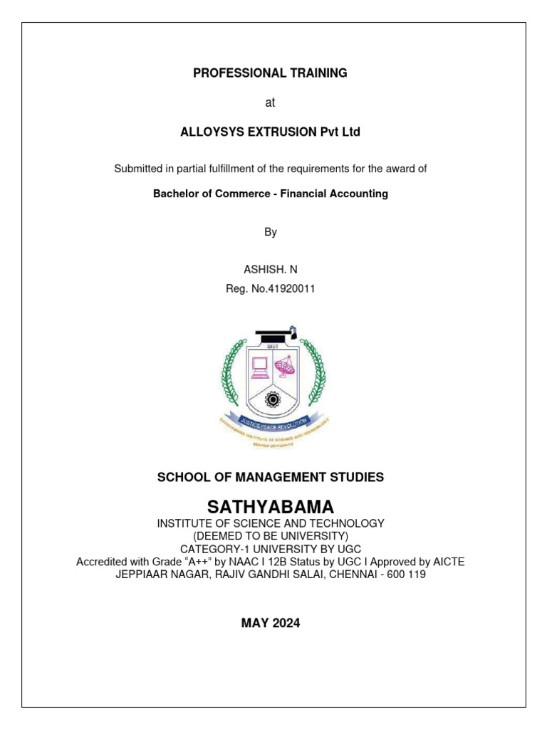 41920011-Ashish N Report 2024 | PDF | Extrusion | Equity (Finance)