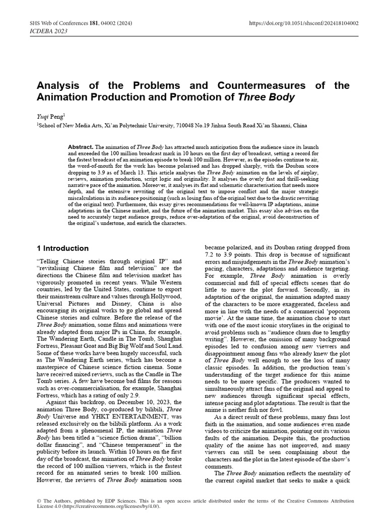 Analysis of The Problems and Countermeasures of The Animation ...