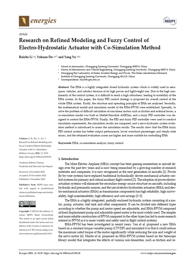 Ruizhe Li, Yuhuan Du & Yang Yu, Research On Refined Modeling and Fuzzy Control of Electro ...
